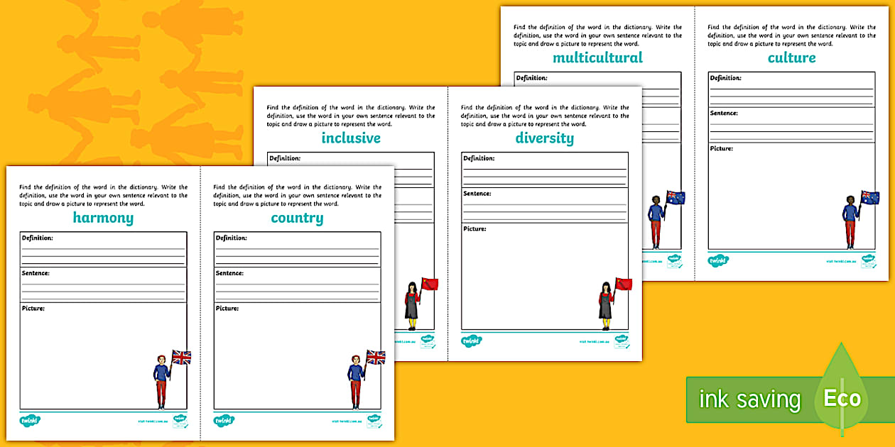 Harmony Week Dictionary Work Worksheets (teacher made)