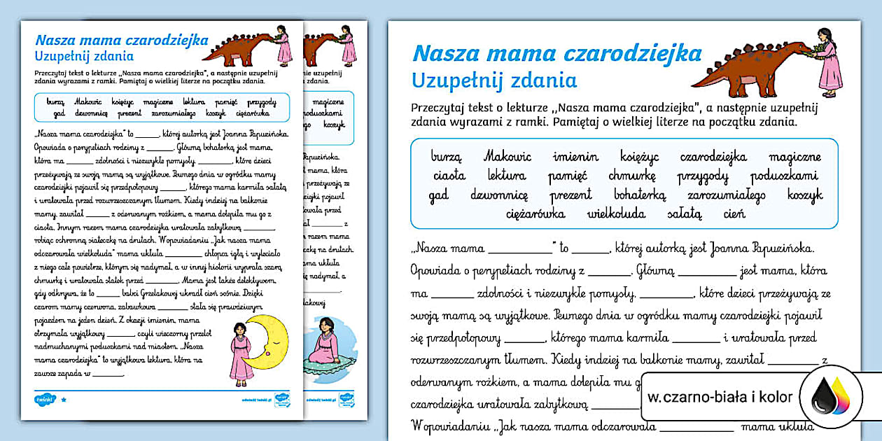 Nasza mama czarodziejka | Uzupełnij luki w tekście | Lektura