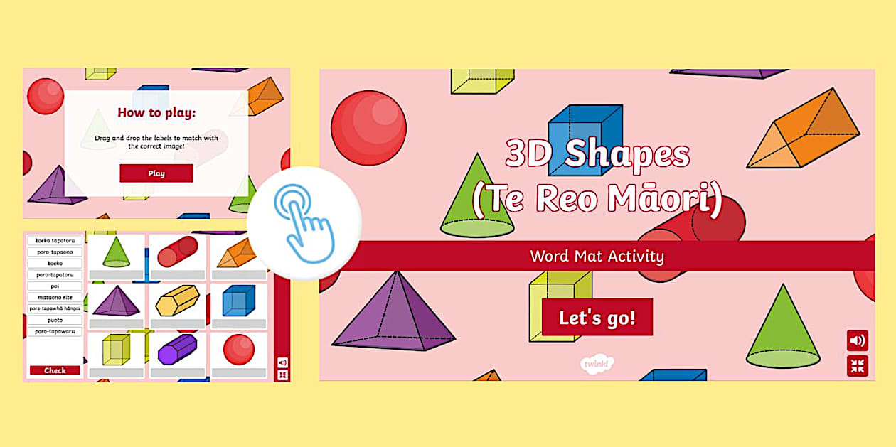 3D Shapes Word Mat Activity (Te Reo Māori)