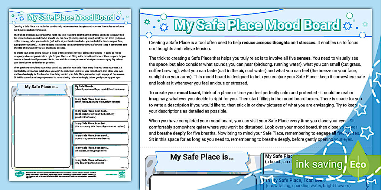 My Safe Place Mood Board for Adults (Teacher-Made) - Twinkl