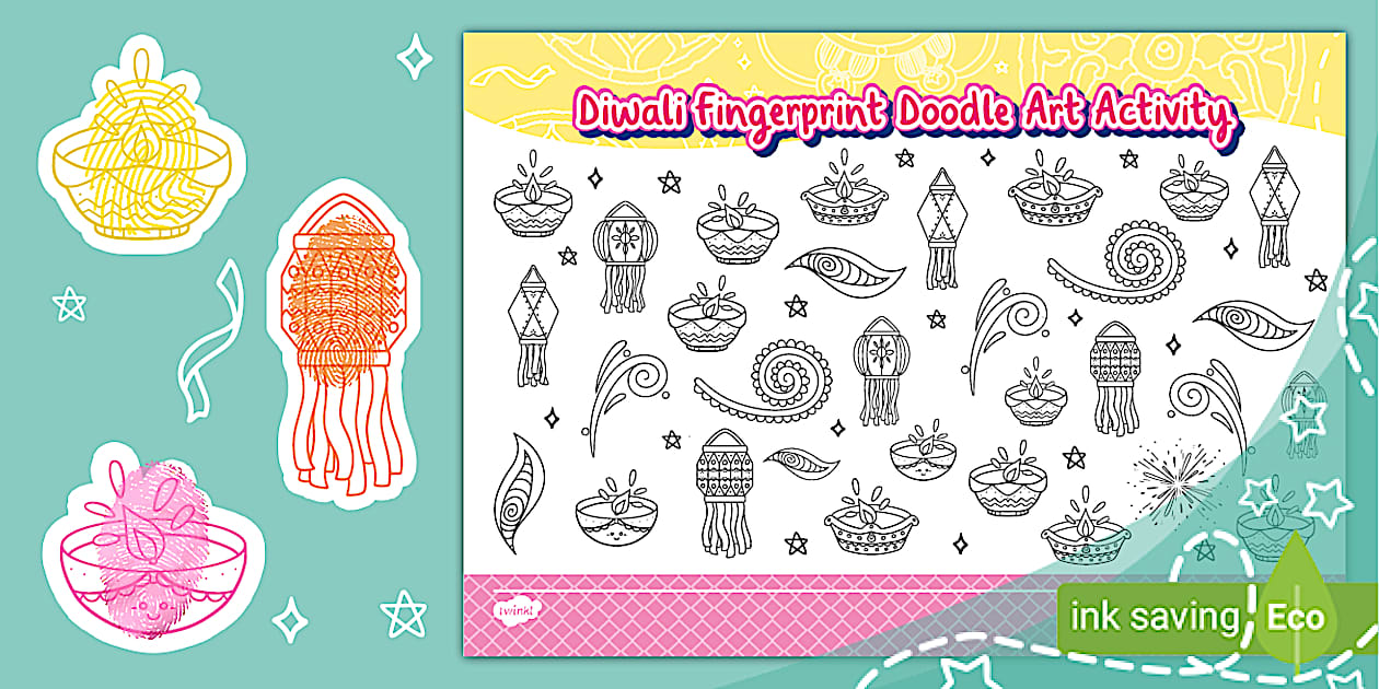 Hindu Diwali Fingerprint Doodle Art Activity (Teacher-Made)