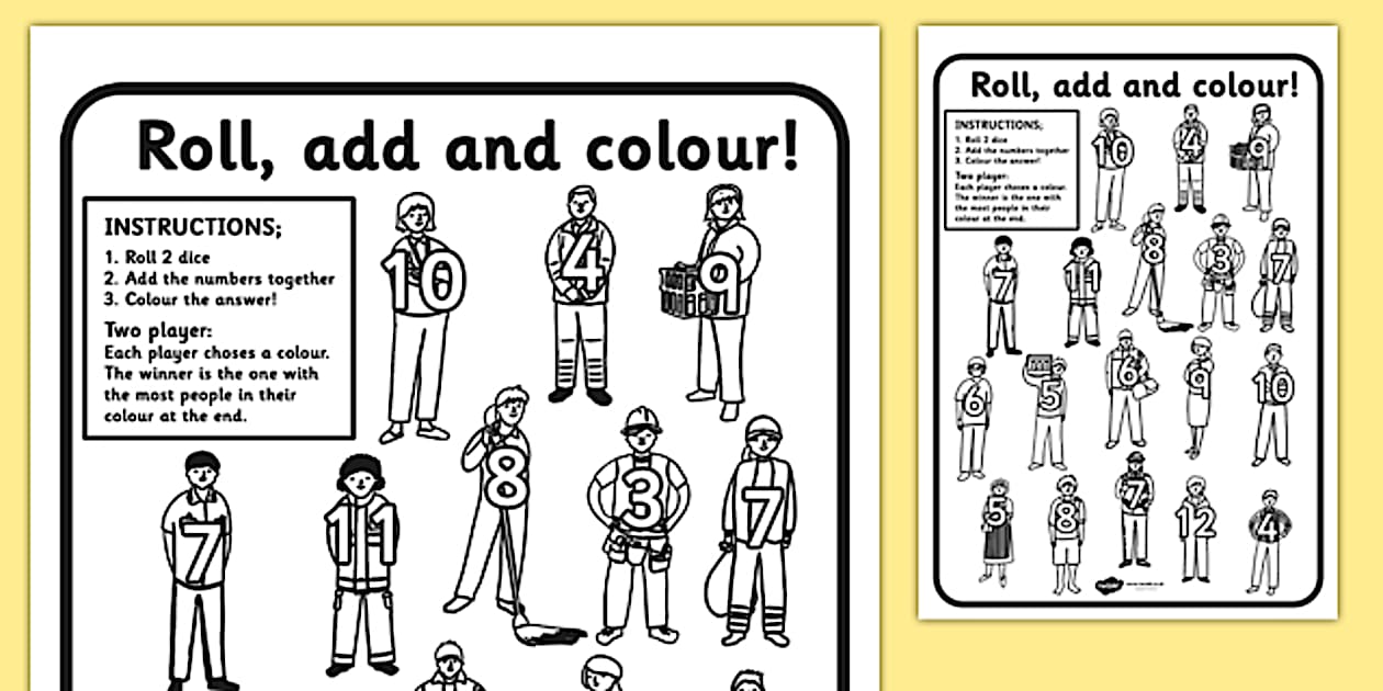 People Who Help Us Roll and Colour Worksheets