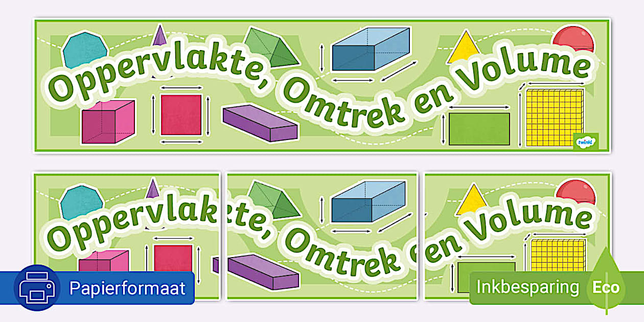 Oppervlak, Omtrek en Volume Vertoonbanier