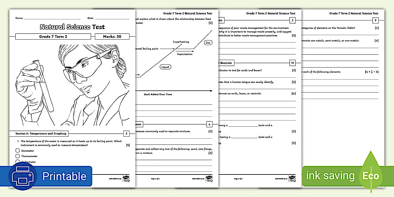 Natural Science Grade 7 term 2 test papers I Twinkl ZA