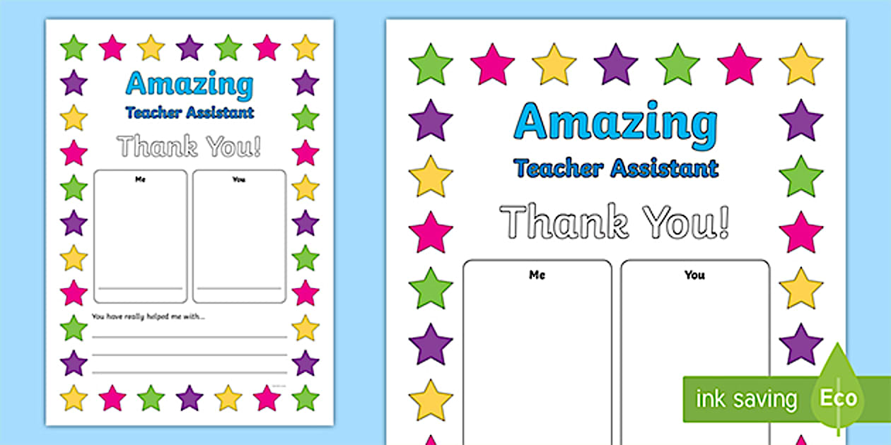 Editable 'Thank You' Teaching Assistant Letter Writing Template
