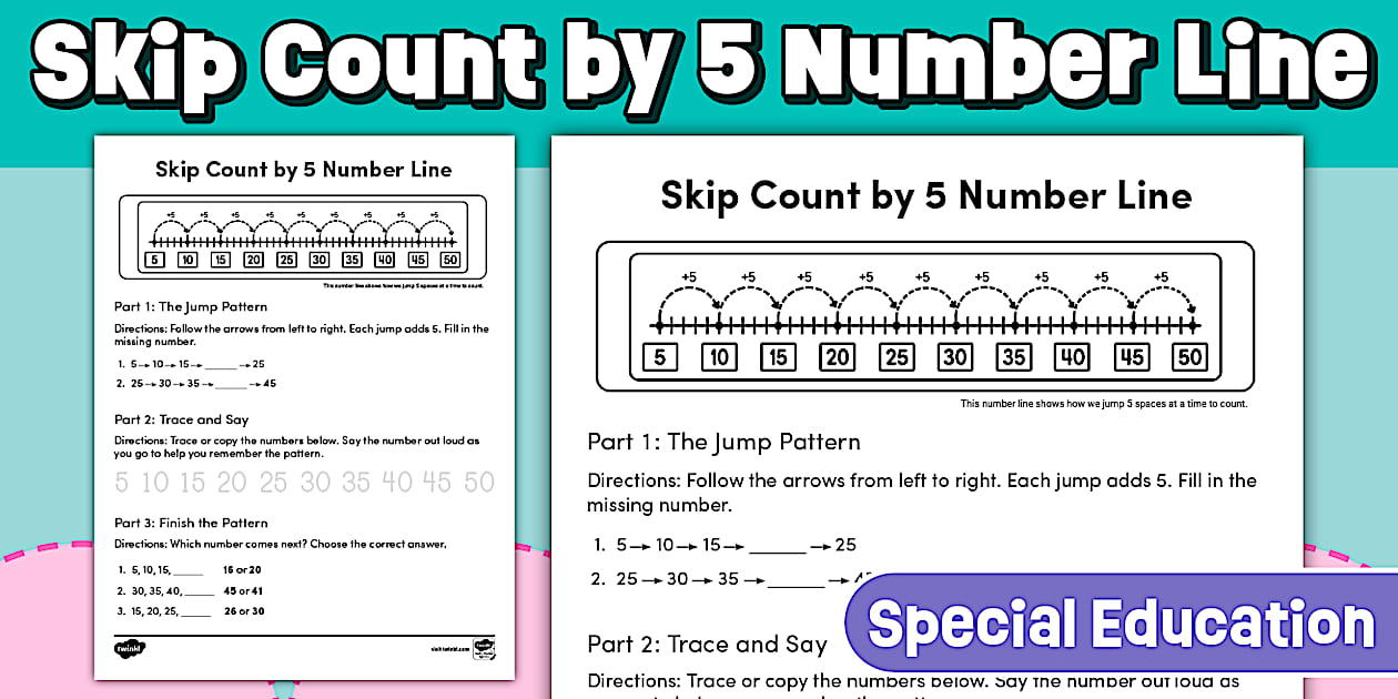Skip Count by 5 Number Line Adapted Worksheet