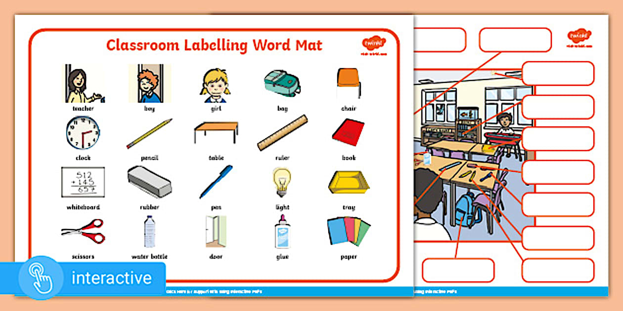 Interactive PDF: Classroom Labels - Labelling Worksheet