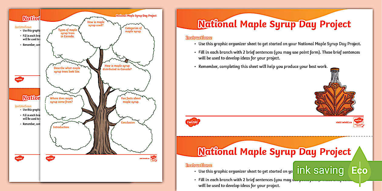 Graphic Organizer for National Maple Syrup Day Project