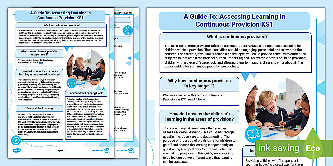 A Guide To: Assessing Learning in Continuous Provision KS1