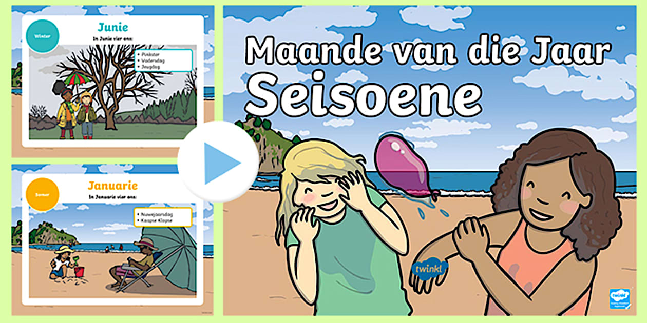 Maande van die Jaar Seisoene Powerpoint (Teacher-Made)