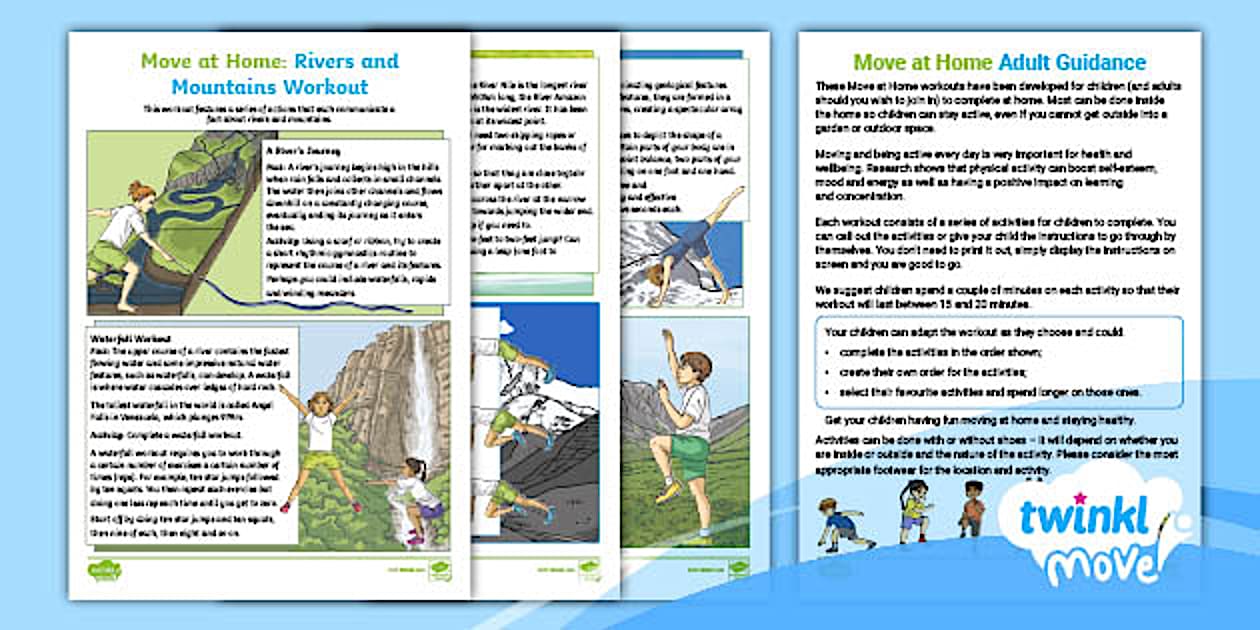 Move at Home: Rivers and Mountains Workout - Twinkl