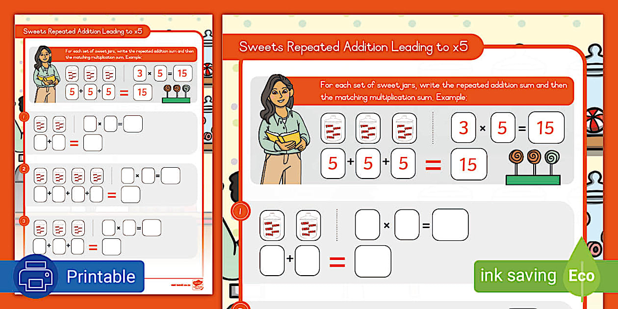 Gr 1: Repeated Addition of 5 Leading to Multiplication