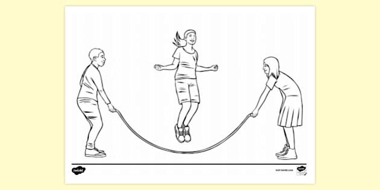 Playing Skipping Rope | Fun Together Colouring Sheets