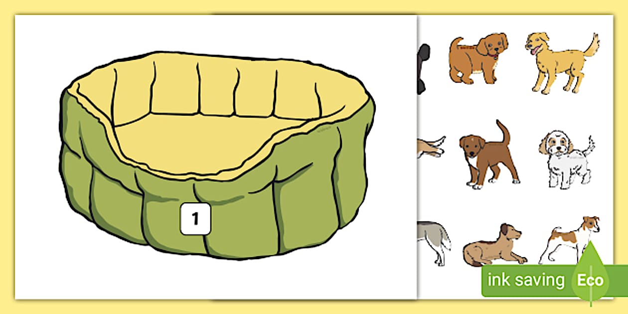 Black and White Dog-Themed Number Matching Activity - Twinkl