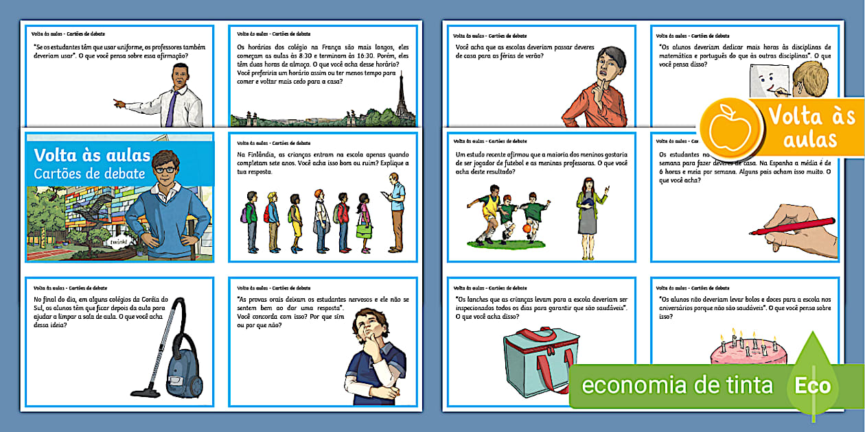 Catões de debate - Volta às aulas (Teacher-Made) - Twinkl