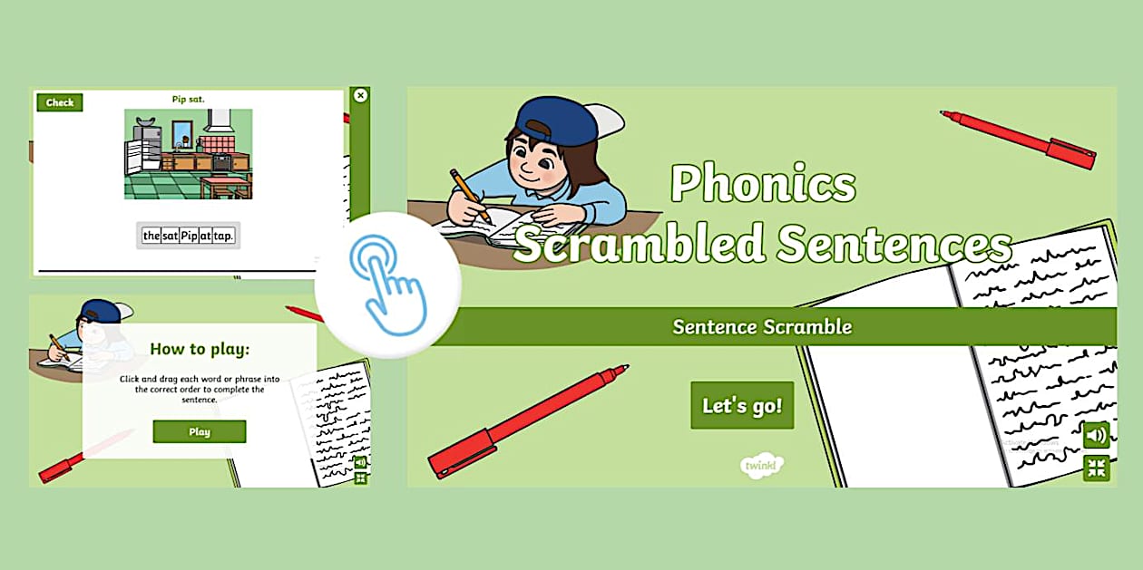 Set 1 Phonics Scrambled Sentences to support the teaching of Phonics Plus
