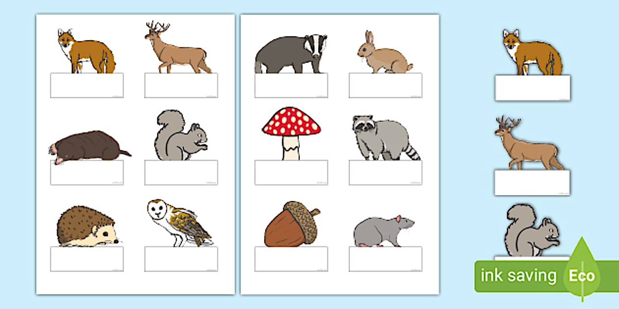 Black and White Woodland Creatures Self-Registration Labels