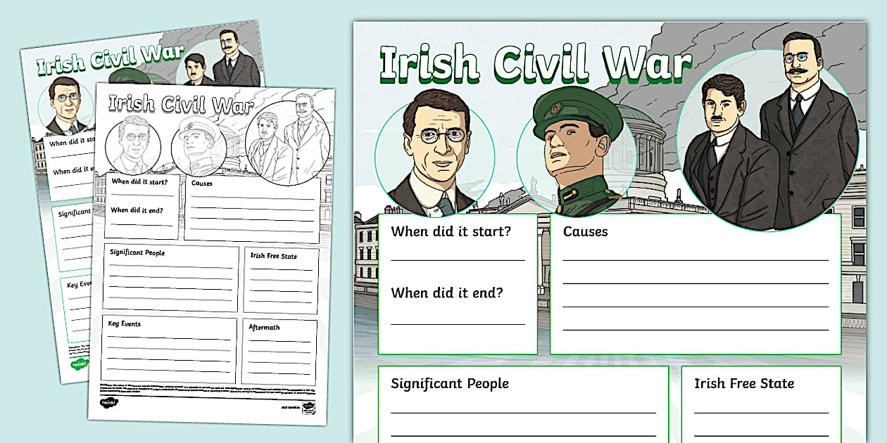 Irish Civil War Fact File Template (teacher made) - Twinkl