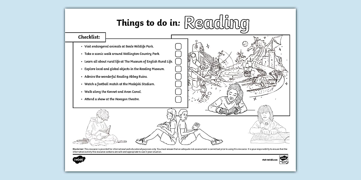 Things to Do in Reading Checklist Activity (teacher made)