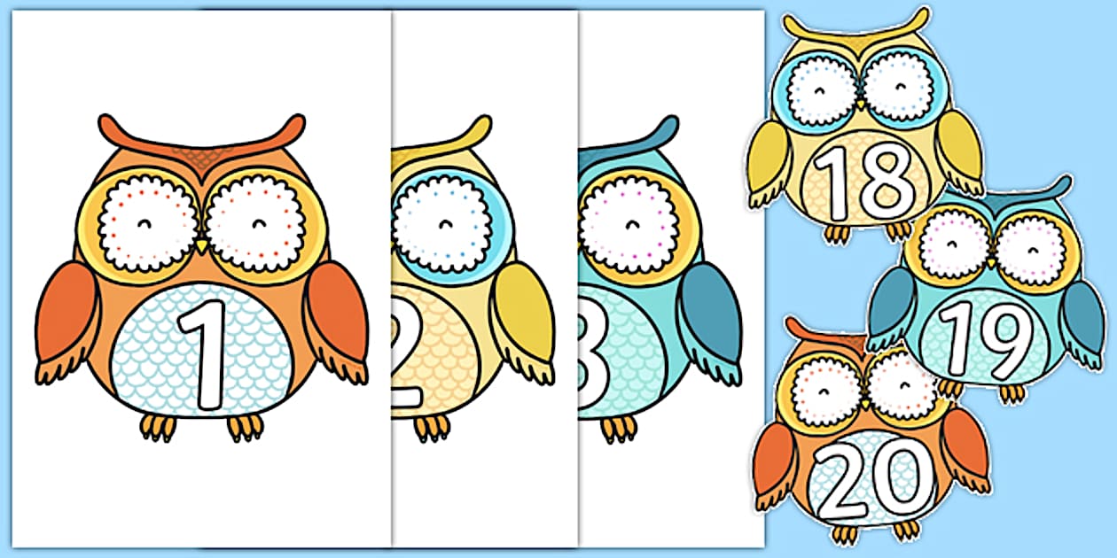 1-20 on Cute Owls (teacher made) - Twinkl