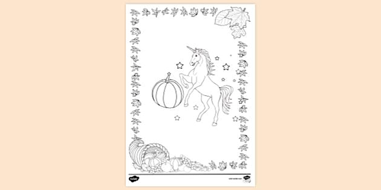 Unicorn Thanksgiving Colouring Picture | Colouring Sheets