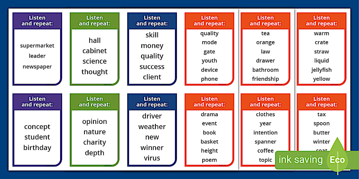 Older Learners: Listen and Repeat Auditory Memory Cards