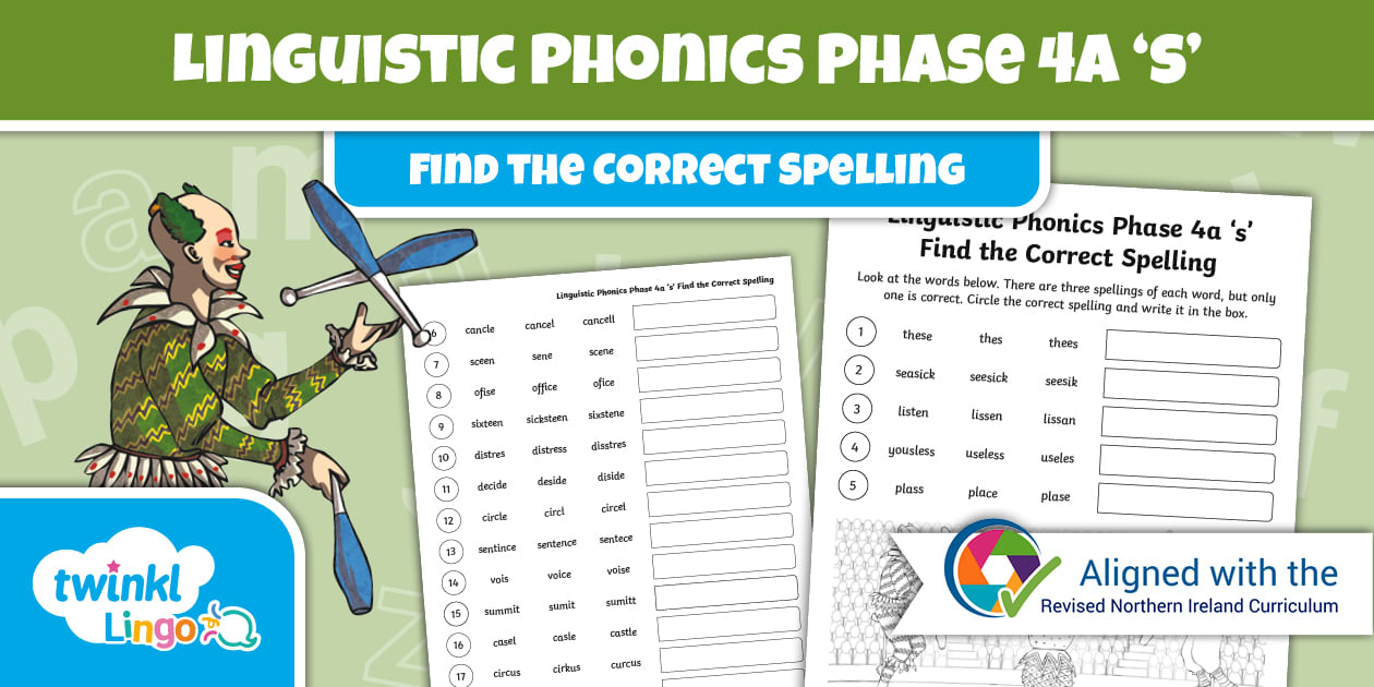 Linguistic Phonics Phase 4a 's' Find the Correct Spelling