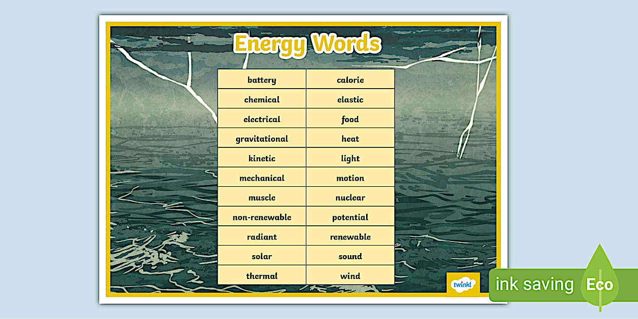 Energy Word Mat