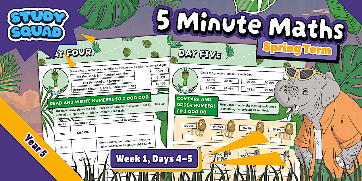 👉 Study Squad 5 Minute Maths - Year 5 Spring - Week 1 Days 4-5