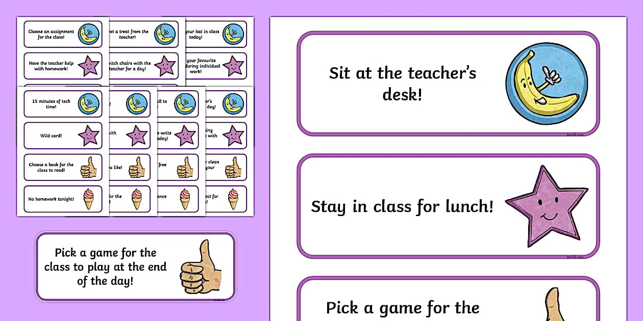 Classroom Reward Information Cards