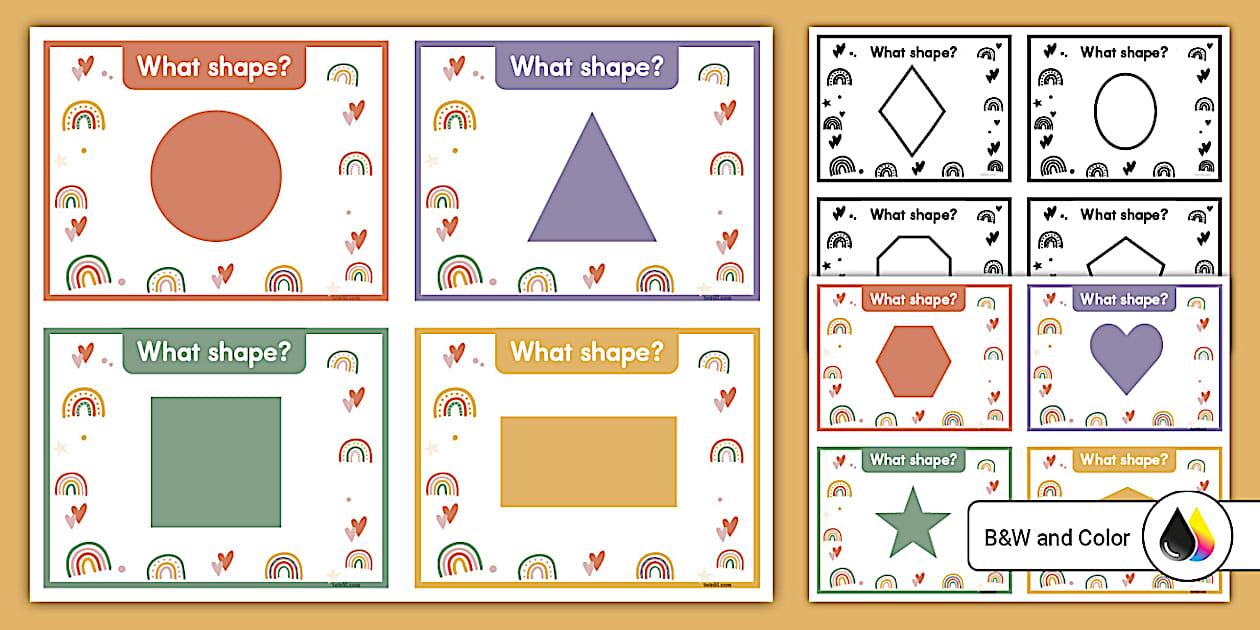 Muted Rainbows Theme Shape Flash Cards - Twinkl
