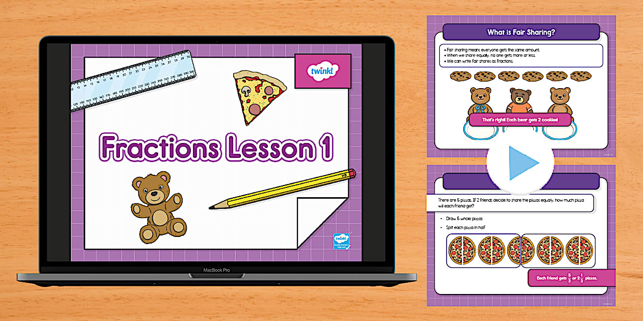 Grade 3 Fractions Lesson 1 PowerPoint - Twinkl