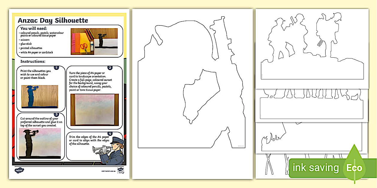 Anzac Day Silhouette Craft Activity (teacher made) - Twinkl