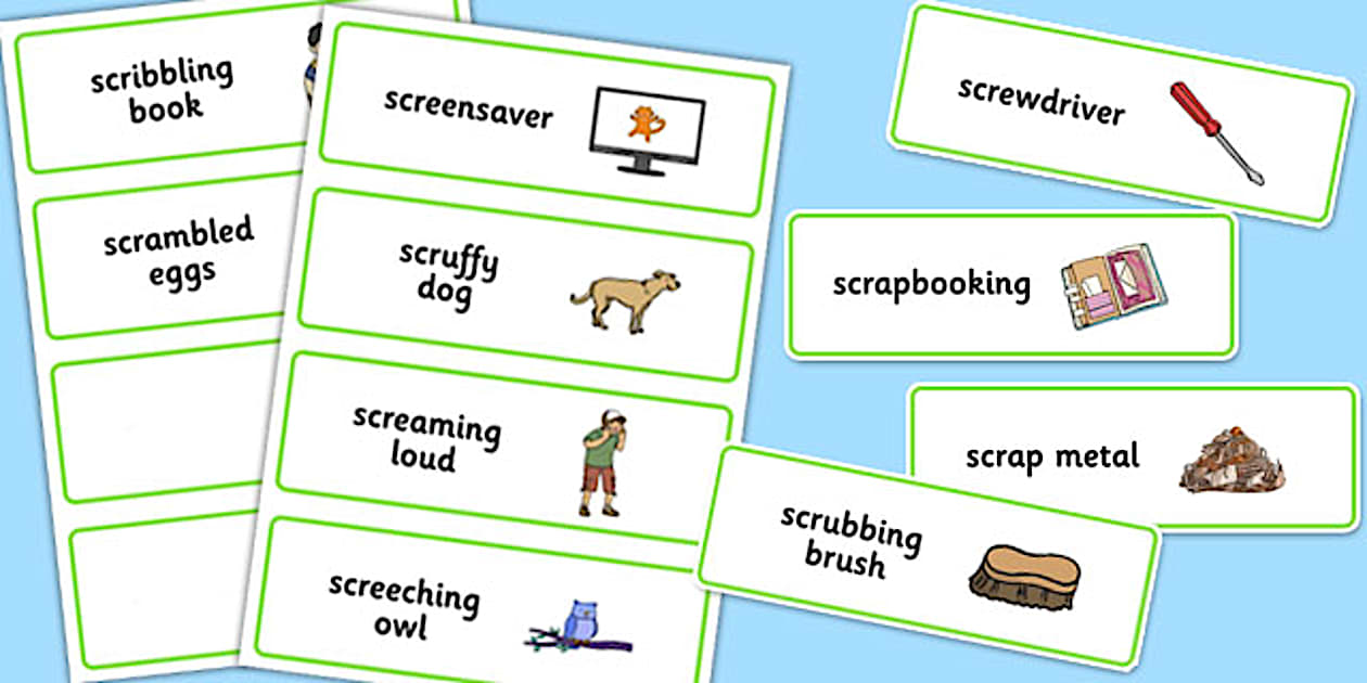 Dyslexic Three Syllable SCR Word Cards (teacher made)