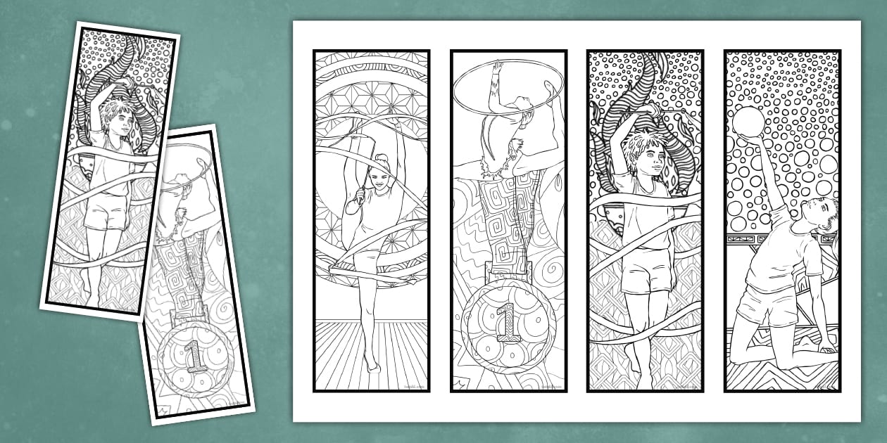 Rhythmic Gymnastics Colouring Bookmarks - Twinkl