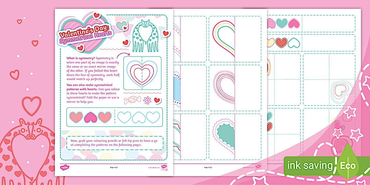 Valentine's Day: Symmetrical Hearts (Ages 5 - 7) - Twinkl