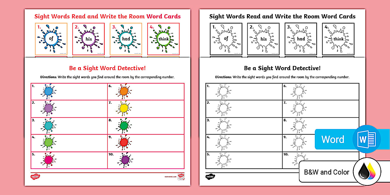 Editable First Grade Sight Word Read and Write the Room