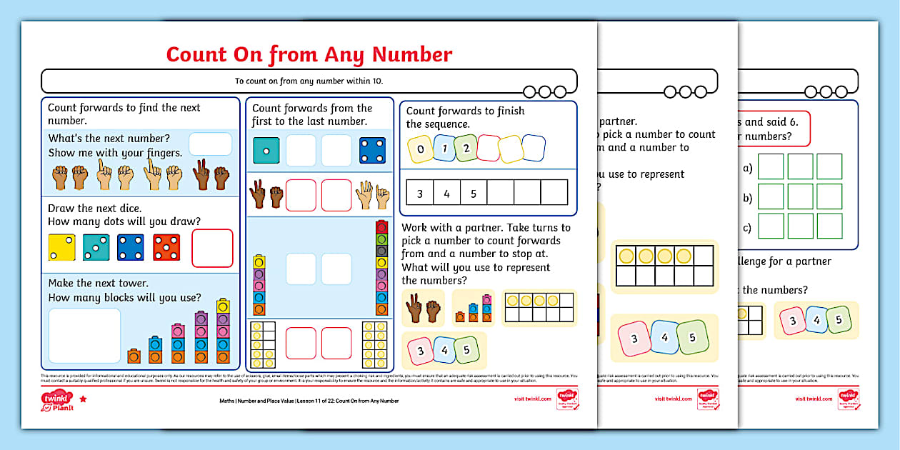 👉 Count On from Any Number Differentiated Worksheets