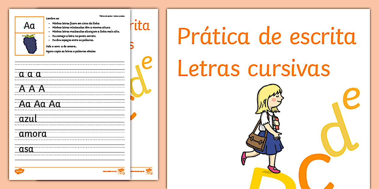 Prática de escrita - Letras cursivas (teacher made)
