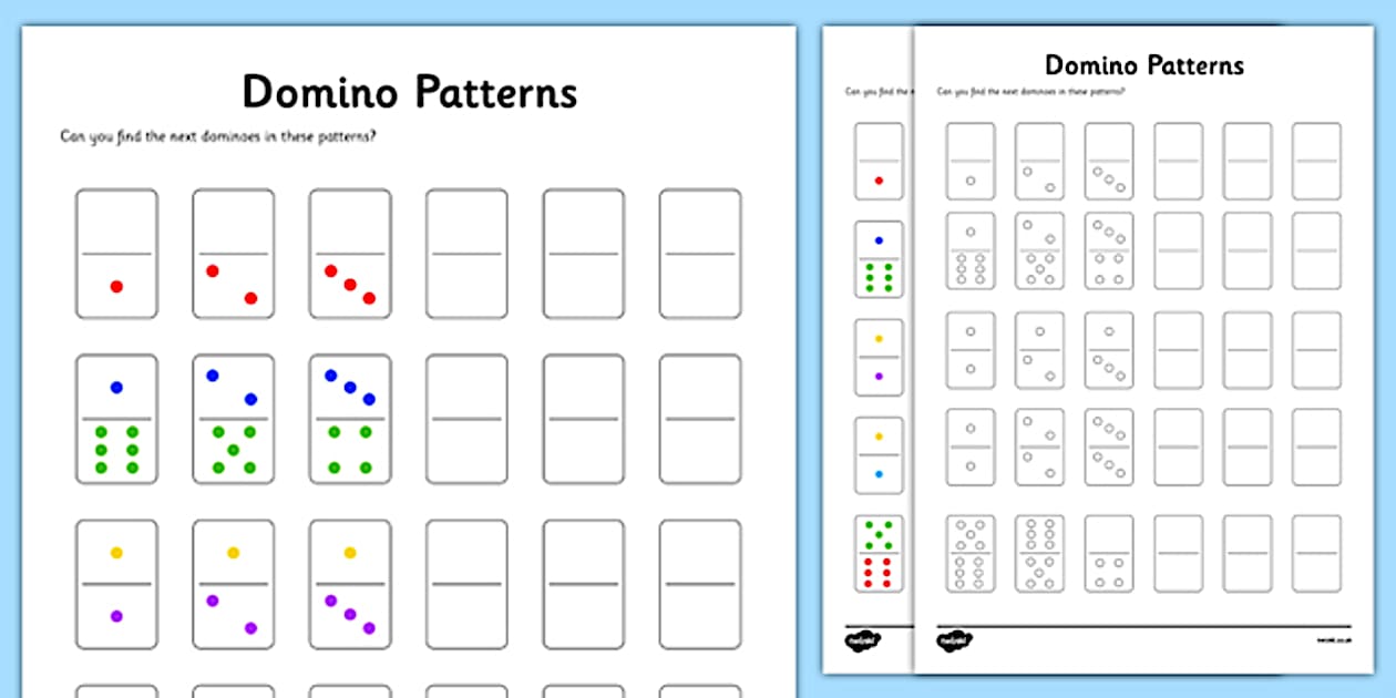 Domino Patterns Worksheet / Worksheet, worksheet - Twinkl