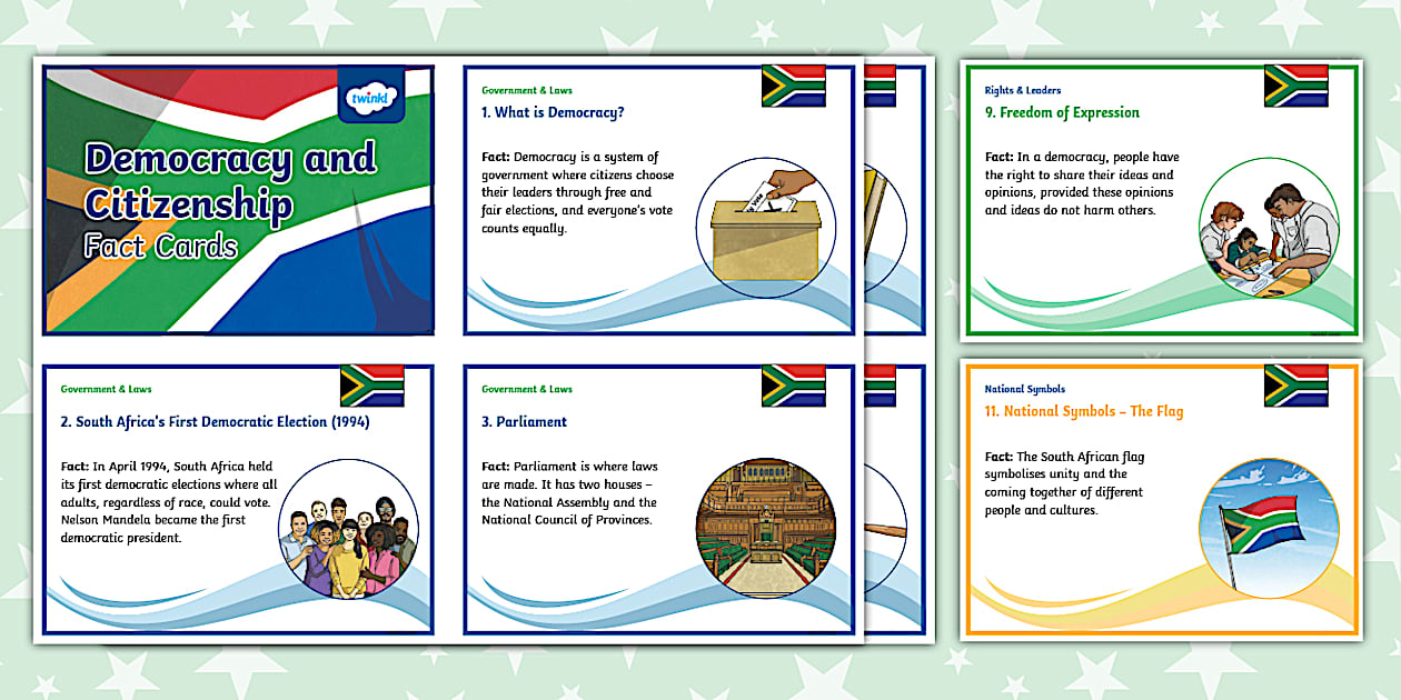 Gr 6 - Term 3 - History - Democracy and Citizenship - Fact Cards (CAPS)