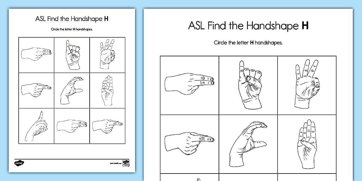 ASL Find the Handshape Letter H (Teacher-Made) - Twinkl