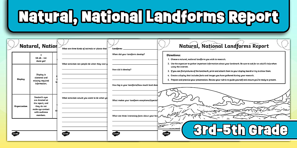 Natural, National Landforms Report for 3rd-5th Grade