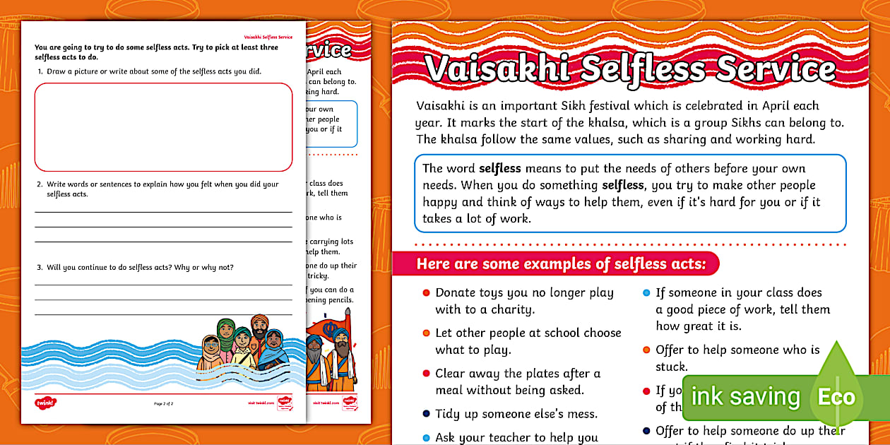 Vaisakhi Selfless Service Activity (teacher made) - Twinkl