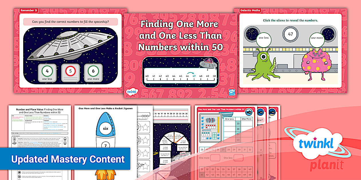 Year 1 Number and Place Value One More and One Less to 50