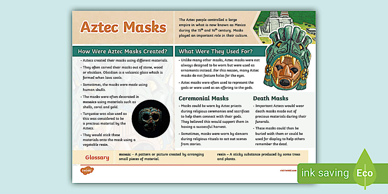 Aztec Masks Fact File (teacher made) - Twinkl