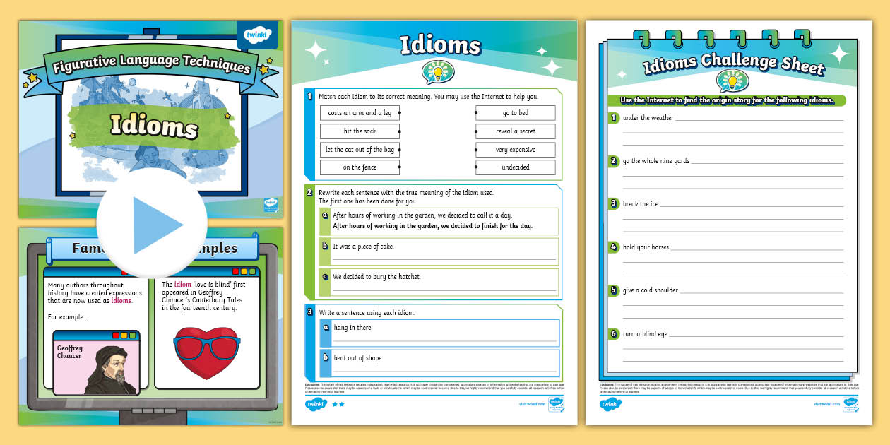 KS2 Figurative Language Techniques: Idioms Activity Pack