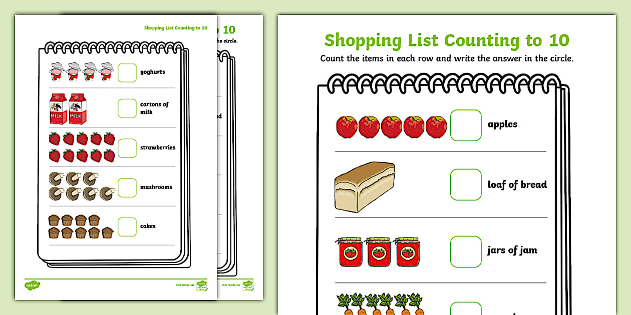 Shopping List Counting to 10 - Twinkl - KS1 (teacher made)