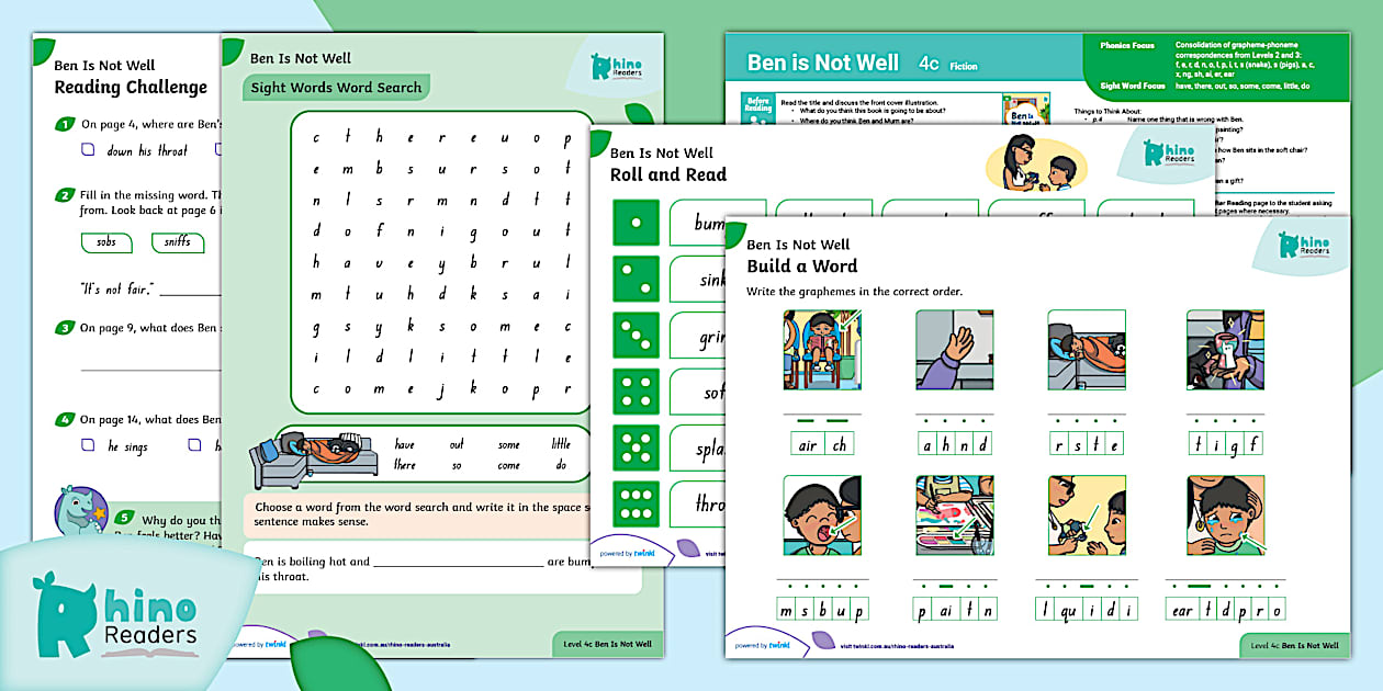 Level 4c Ben Is Not Well Guided Reading Pack (profesor hizo)
