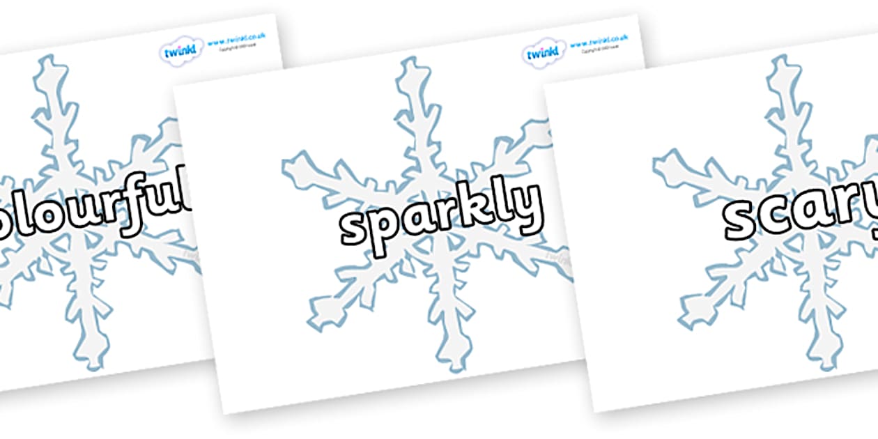 Wow Words on Snowflakes (teacher made) - Twinkl